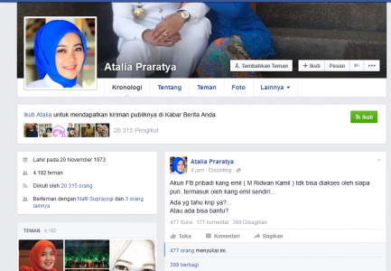 Usai Media Angkat Klarifikasi Ridwan Kamil Atas Klaim Pendukung Ahok, FB Kang Emil Kena Hack ...